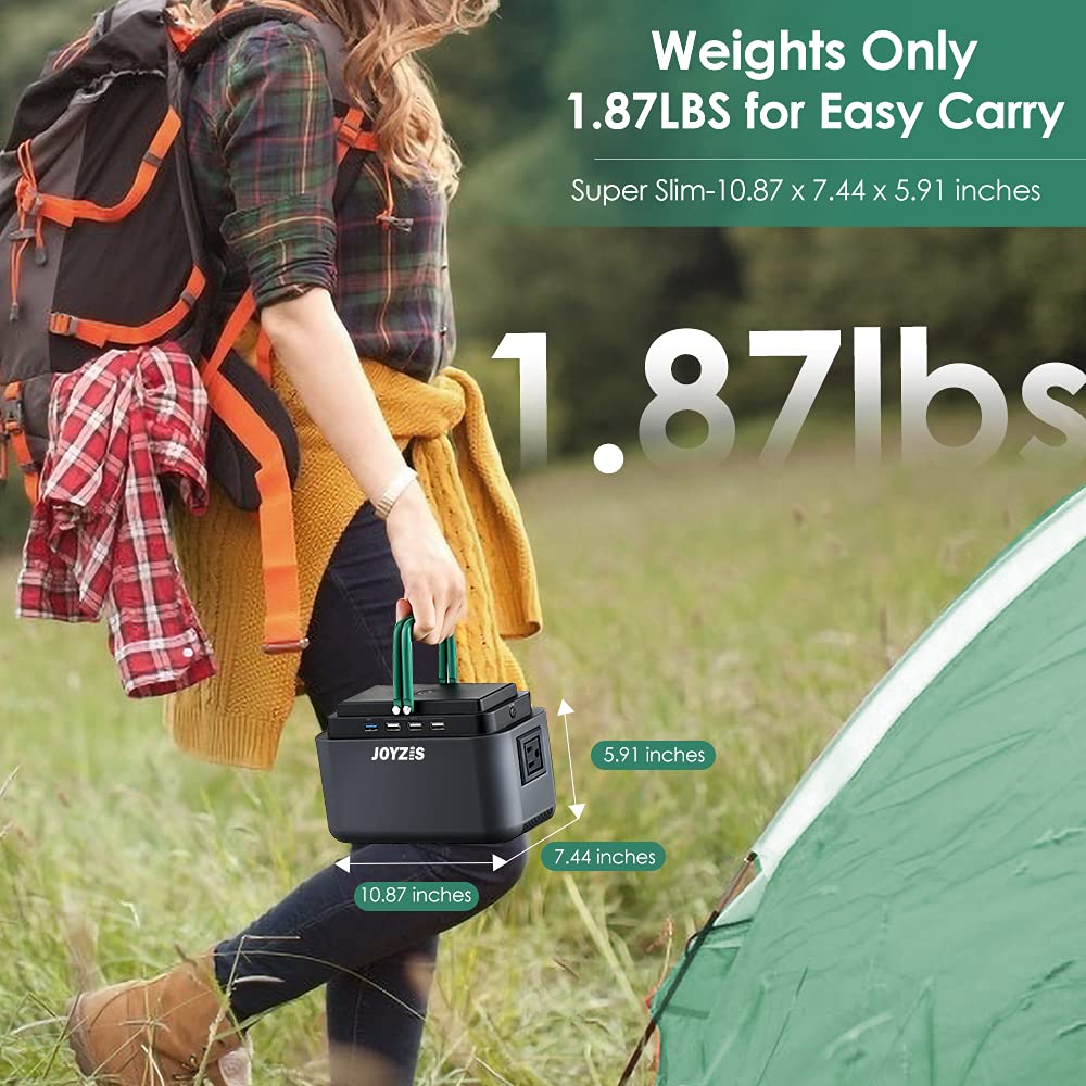 Joyzis Portable Power Station, 150Wh/40500mAh Backup Lithium Battery 110V/Peak 120W, Power Bank with AC outlet, Camping Generator, 4 DC,4 USB Outputs, LED for Home Emergency, Ultra Lightweight