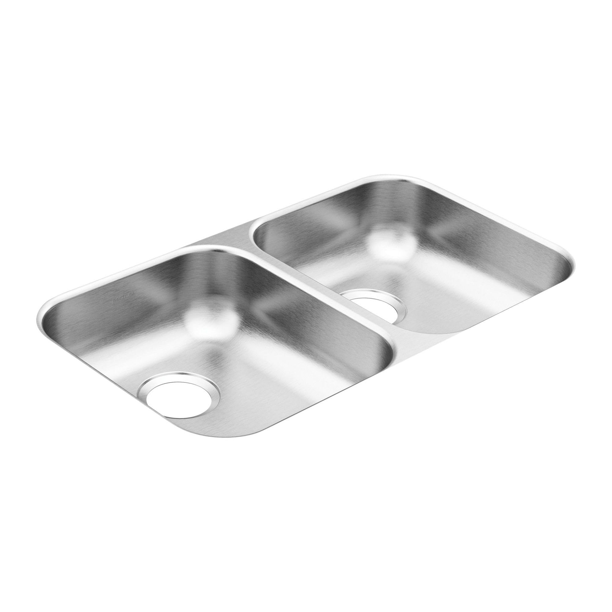 Moen GS18215B 1800 Series 31.75-inch 18 Gauge Undermount Double Bowl Stainless Steel Kitchen Sink Rear Drain, Satin Stainless