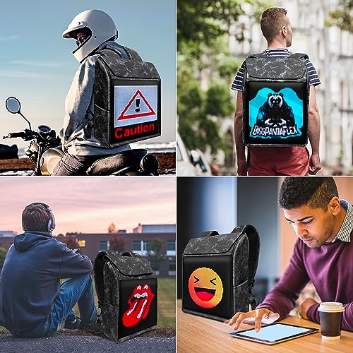 RODANNY LED Backpack, Waterproof Motorcycle Backpack, Designable Screen, Birthday Gift for Men, Laptop Backpack 15.6 Inch (Gray)
