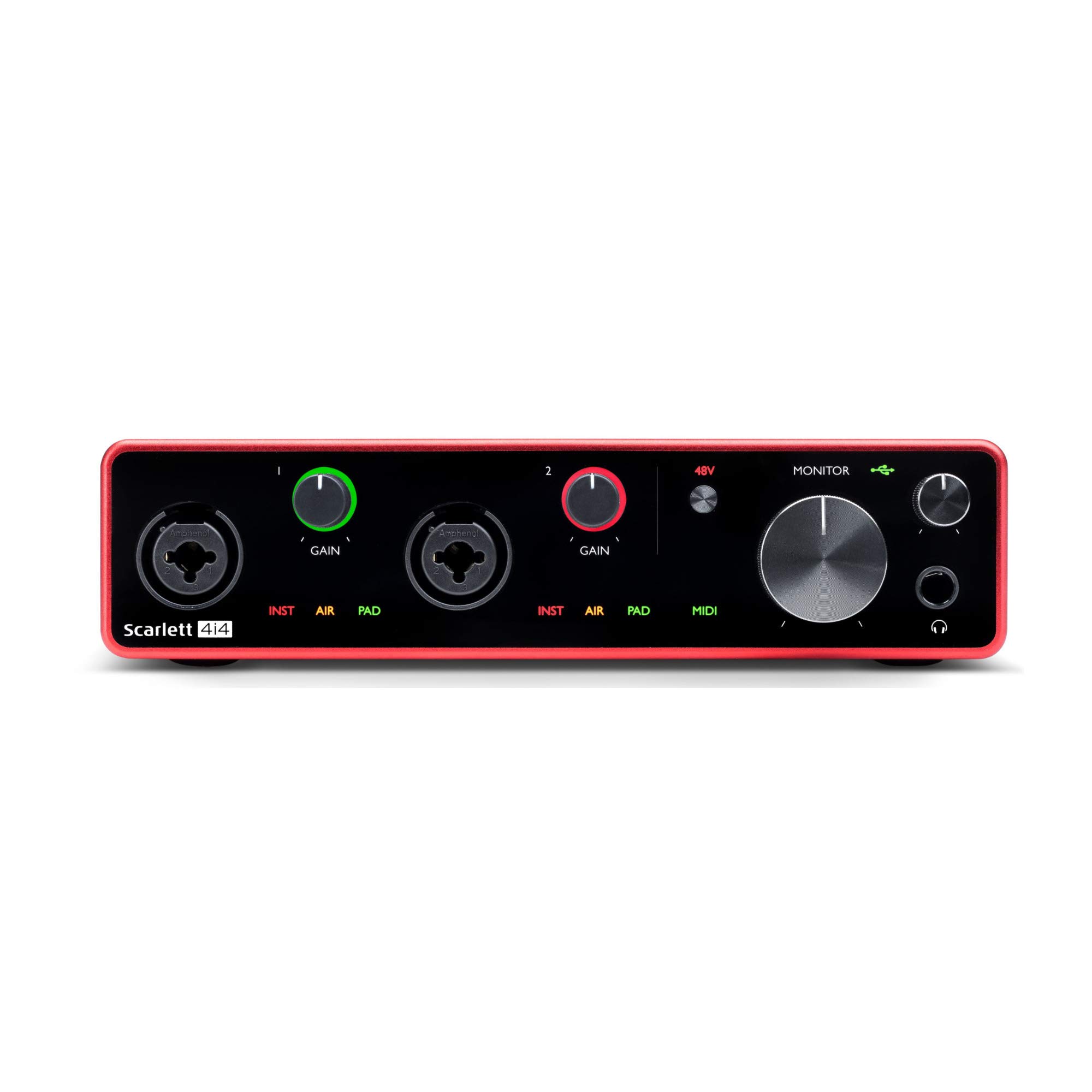 Focusrite Scarlett 4i4 3rd Gen 4x4 USB Audio Interface Bundle with Headphones and 2 XLR Cables (3 Items)