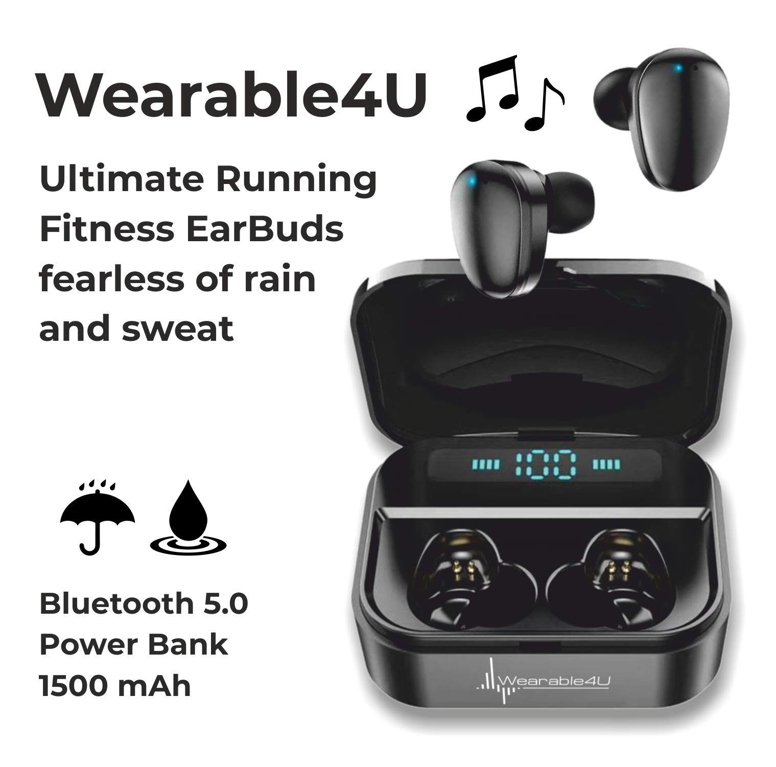 Wearable4U Garmin Venu 2 Plus GPS Multisport Smartwatch, 33 mm with AMOLED Display, Call and Text, Music, Adv HM+FF, Slate Bezel with Black Case Black Earbuds Bundle