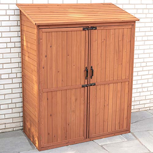 Leisure Season SPC5187 Storage Shed with Pull Out Crates - Brown - Indoor Outdoor Tool Cabinet - Wooden Utility Organizer for Backyard, Garage and Garden - Functional Decor for Housing Accessories