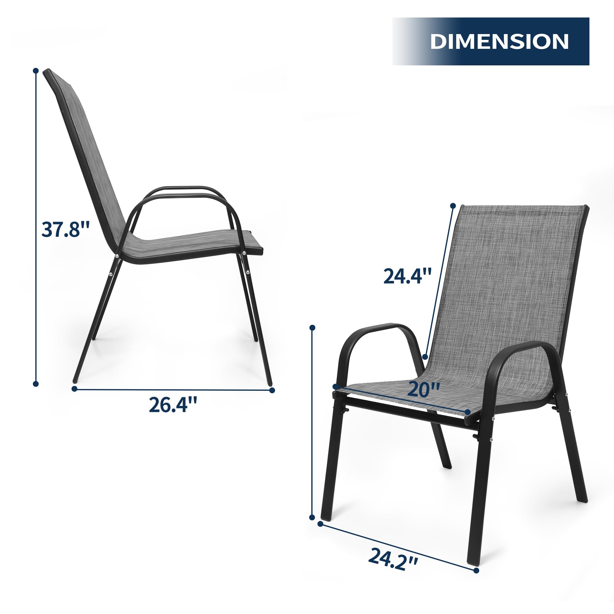 PIZZELLO 11 Pieces Patio Dining Set Outdoor Furniture w/ 10 Stackable Textilene Chairs and 106" Aluminum Extendable Dining Table for Backyard, Garden, Porch and Poolside