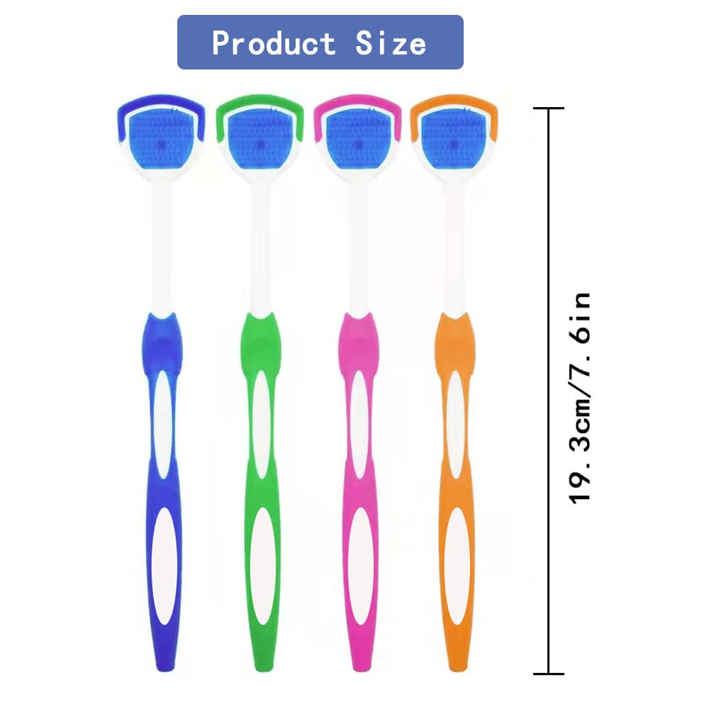 PIVHWIR 4-Pack Tongue Scrapers, Tounge Scraper Cleaner Keep Fresher Breath, Tongue Cleaner Brush for Adults Kid Helps Fight Bad Breath(Random Color)