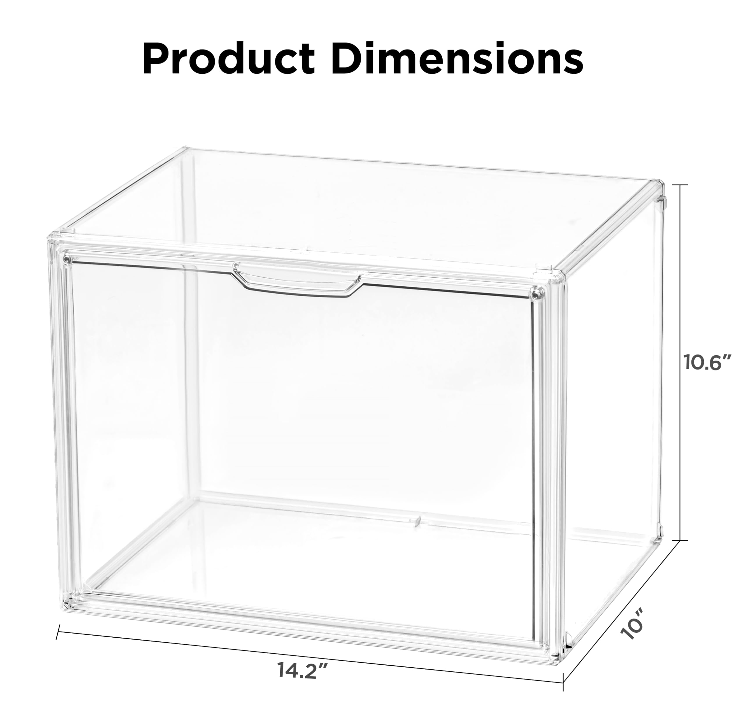 HBlife Plastic Purse and Handbag Storage Organizer for Closet, Stackable Acrylic Display Case Clear Shoe Box for Clutch, WalletFigure and Collectible, 3 Pack
