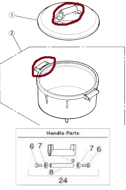 Mnem Rice Cooker Handle Assembly, for 55 Cup gas Rice Cookers, Fits Rinnai 55 cup rice cookers, matches RR77-3574 and RR77-4562., black