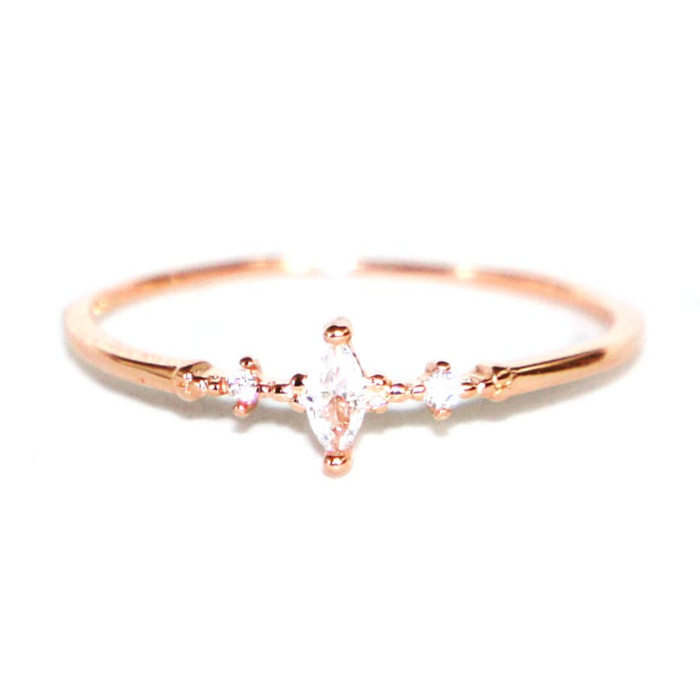 Gieschen Jewelers EDEN Rose Gold-Plated .925 Sterling Silver CZ Ultra Petite Engagement Ring, Size 8