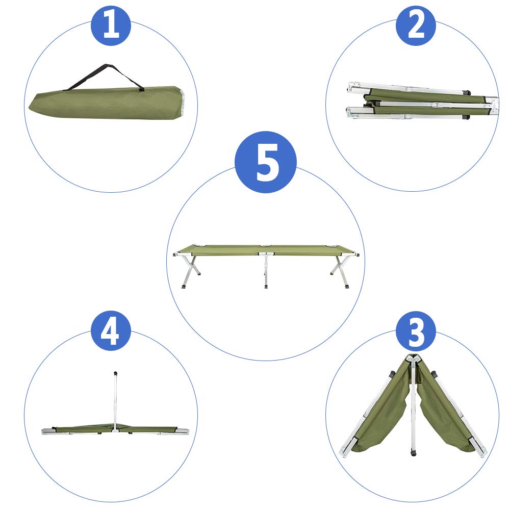 Folding Military Army Camp Bed,Outdoors Camping Cot for Adults,Portable Heavy Duty Sleeping Cots for Travel,Hunting,Foldable Free Organizer and Storage Bag