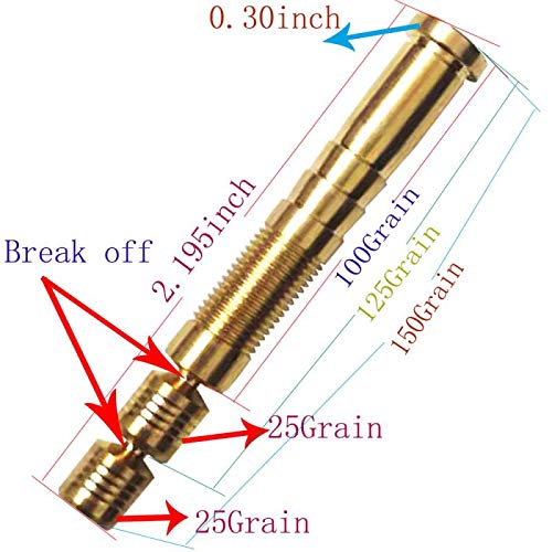 EOOENOON Archery Field Points Copper Bolt with Surface Embossed Inserts Inner Diameter .244 Carbon Arrow Break Off (12-Pcs) for Arrow Shaft Archery Accessories (150GR)