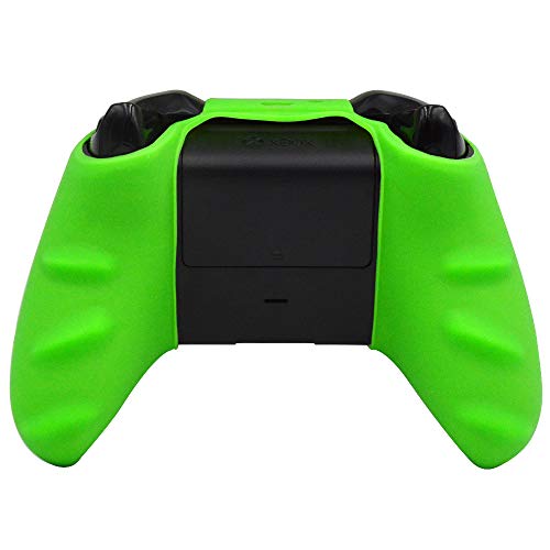 FOTTCZ Anti-Slip Soft Silicone Cover Skin Set for Microsoft Xbox One Controller which 1pcs Green Controller Skin + 8pcs Thumb Grip Caps