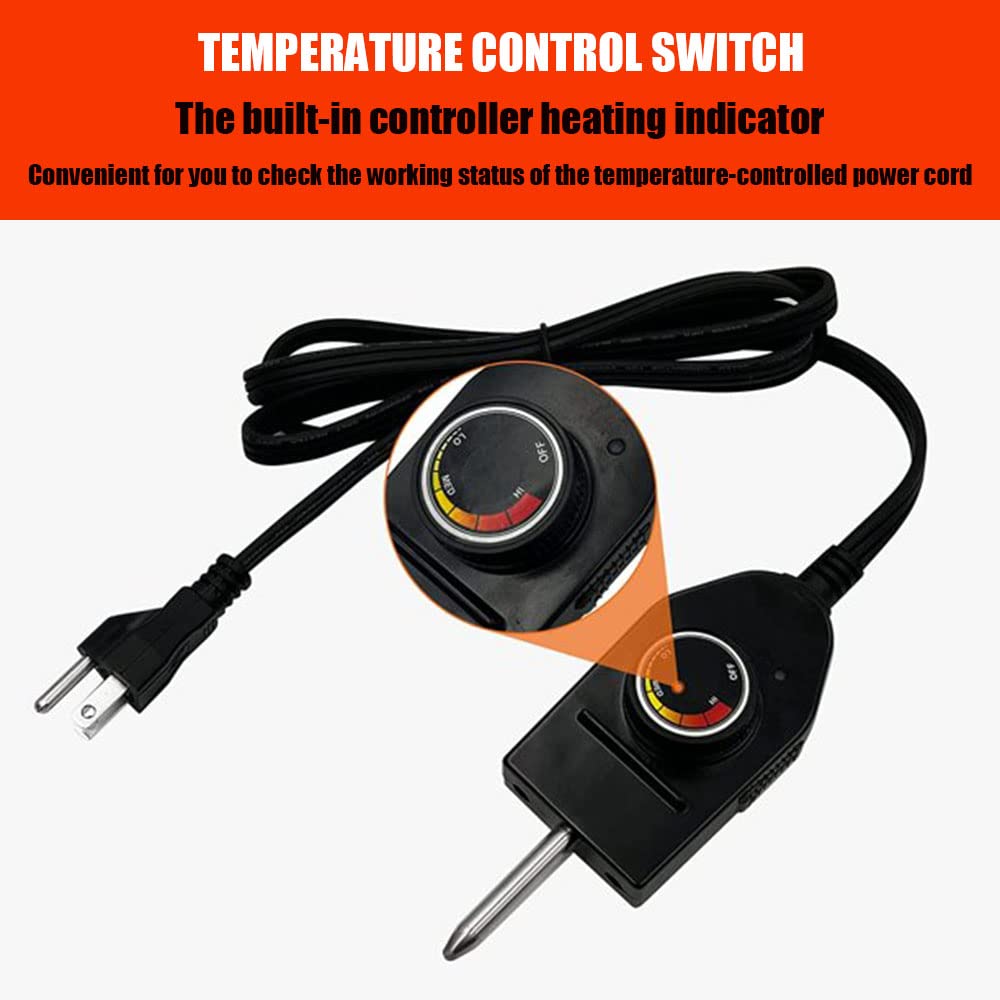 DONSIQIZZ Adjustable Controller Thermostat Power Cord for Masterbuilt Smokers MB20070210 MB25075517, Thermostat Analog Control Probe Cord Fits for Most Electric Turkey Fryers and Heating Elements