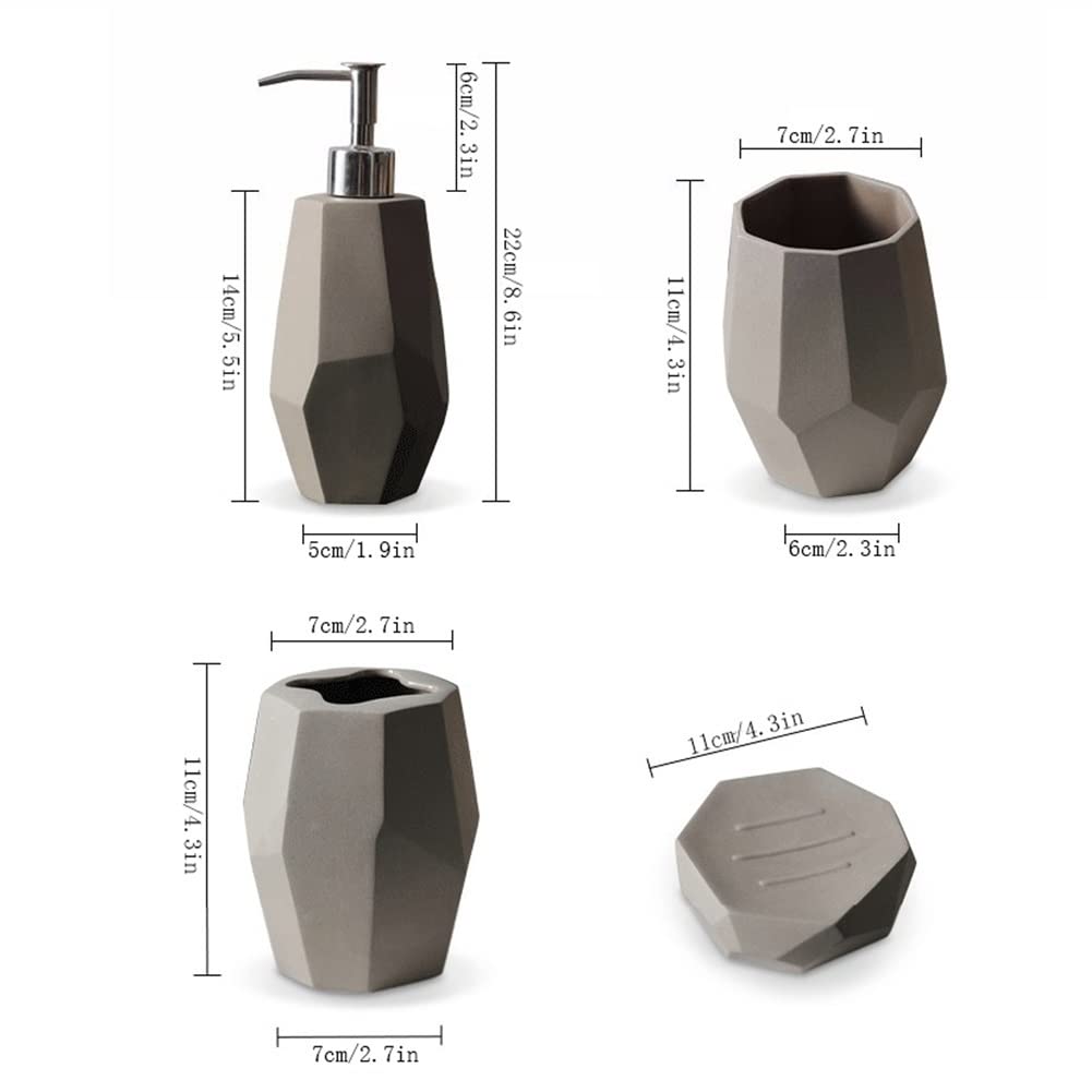 HNSYYUEYOU Soap Dispenser Set Household Ceramic Soap Dispenser Wash Mouth Cup Storage Soap Tray Toothbrush Cup Bathroom Five-Piece Set (Color : A)
