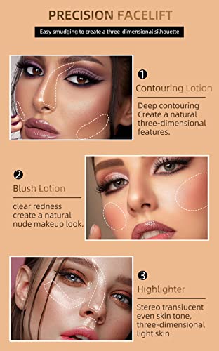 GL-Turelifes Liqiud Contour Beauty Wand, Liquid Highlighter and Bronze Stick with Cushion Applicator Attached Easy to Blend Brightens Facial Gloss Makeup Multi Functional Cosmetic (#1)