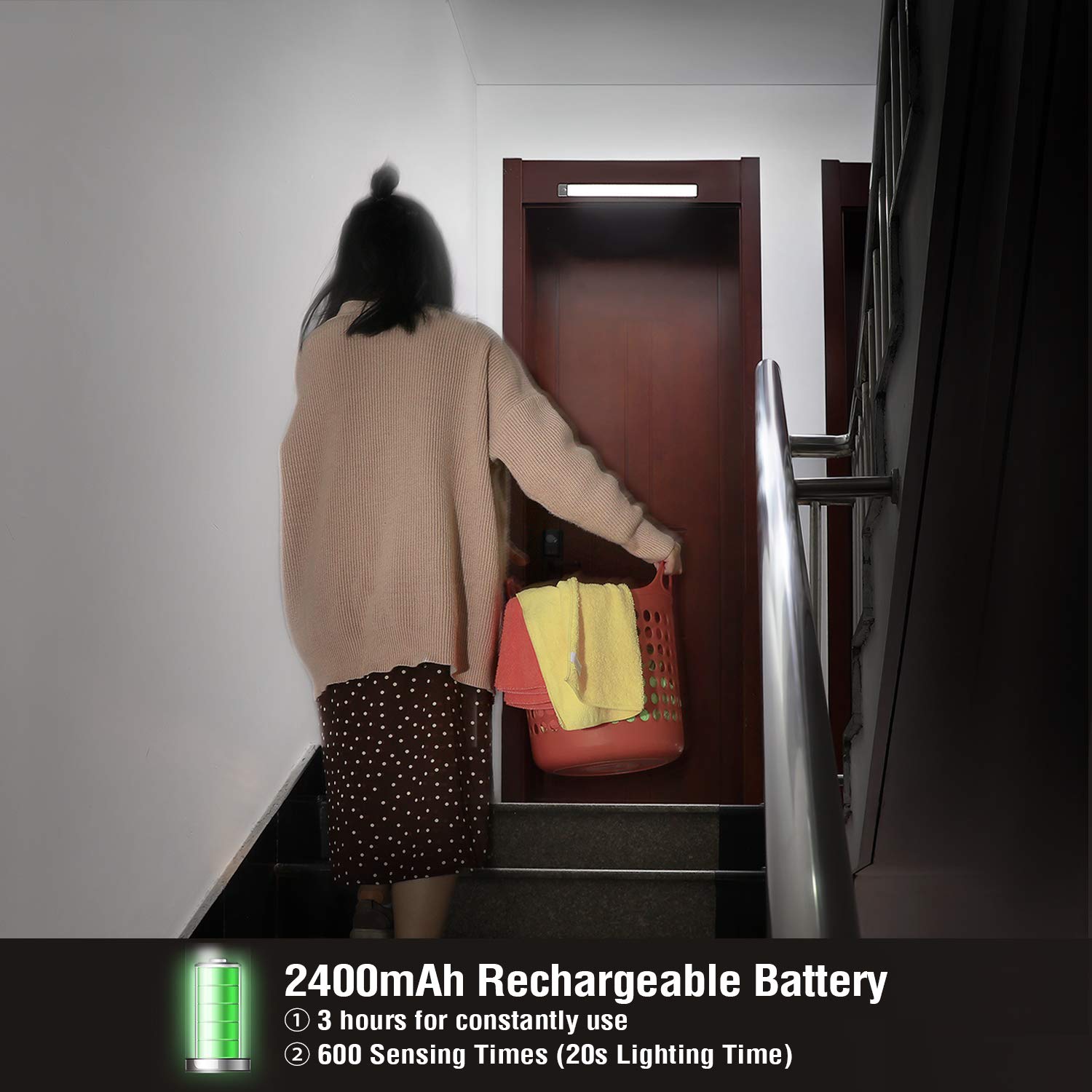 EverBrite Under Cabinet Lighting, 70 LED Under Counter Lighting, Wireless Motion Sensor Light, Ultra Thin LED Light Bar for Closet, Cabinet and Hallway, 350 Lumen, 6000K