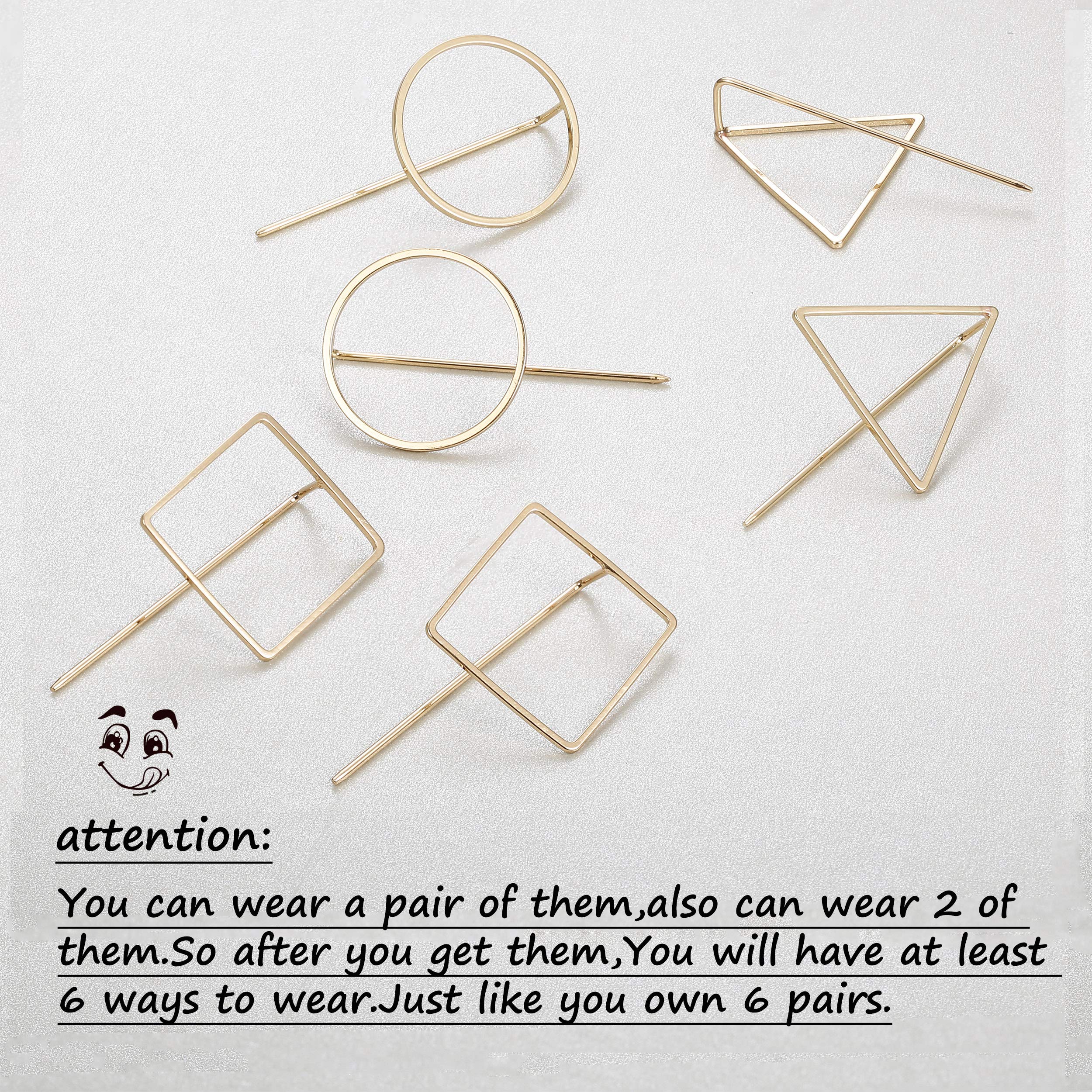 Finrezio Geometric Earrings for Women Girls Simple Round/Square/Triangle Earrings Set 3 Colors (Style A:Gold tone)