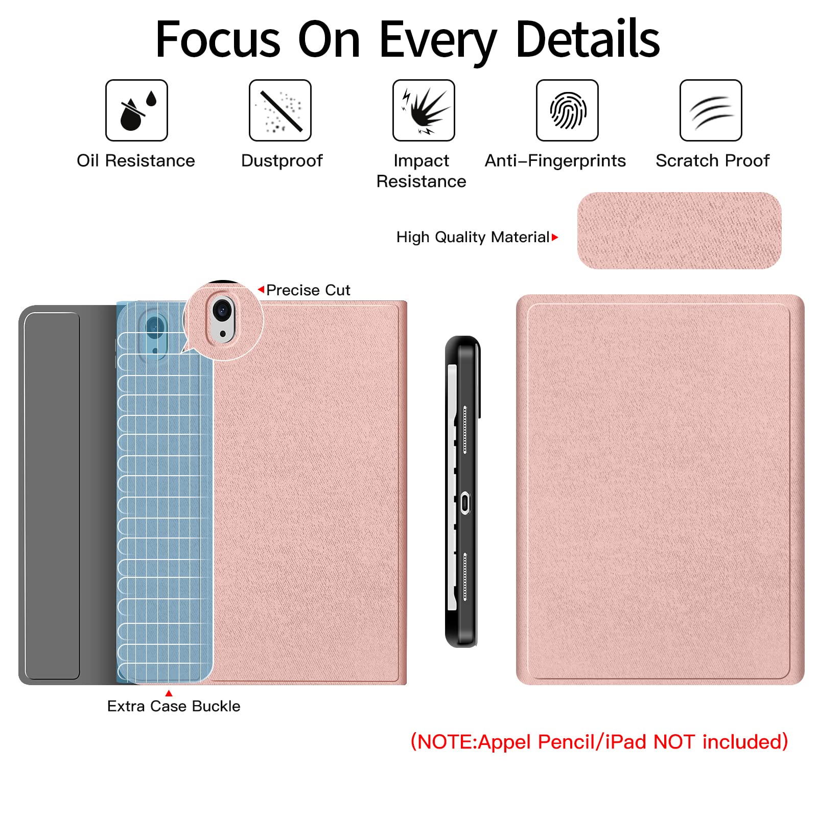 JUQITECH iPad 10th Generation Case with Keyboard 2022 10.9inch - 7Colors Backlit Wireless Rechargeable Detachable Keyboard, Flip Stand Keyboard Cover Case with Pencil Holder for New iPad 10th Gen 2022
