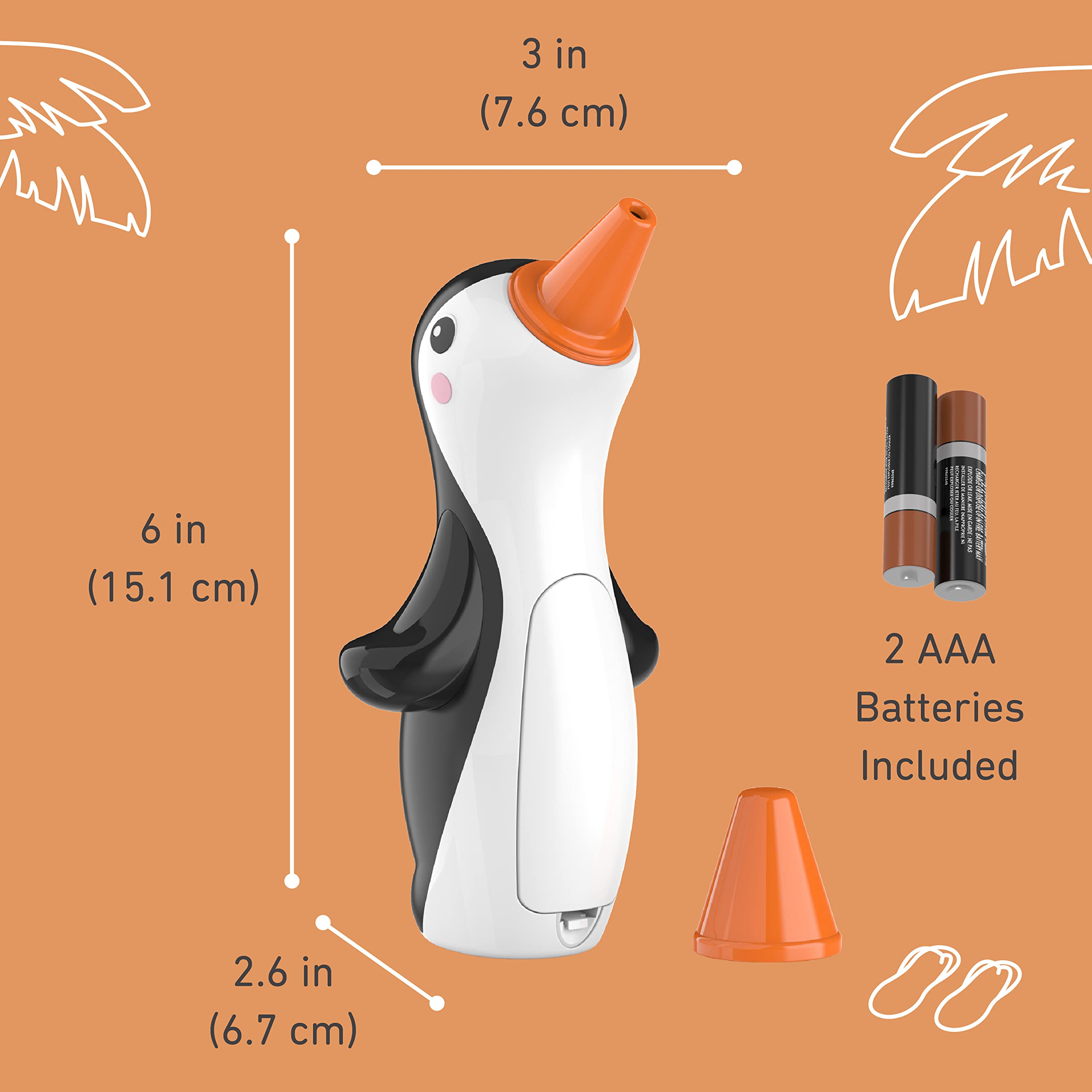 Pure Enrichment® PureBaby® Penguin Ear Thermometer - InstaRead™ Technology, LCD Backlit Display, 10 Memory Settings, Dual Scale Readings, Fever Alert, & Cover - Ideal for All Ages, Babies and Children