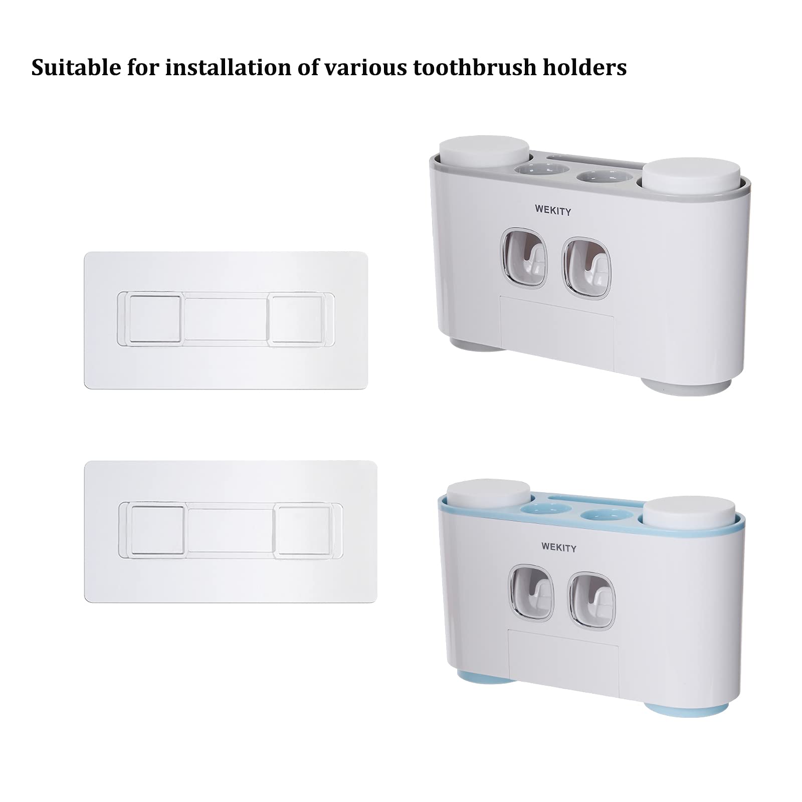 Wekity Toothbrush Holder Wall Adhesives, Wall-Mounted Sticker for Multi-Functional Space-Saving Toothbrush Holder with Toothpaste Dispenser (Wall Stickers, 2 PCS)…
