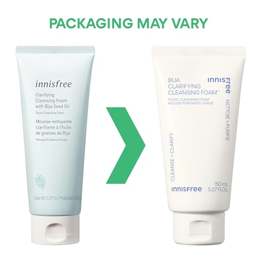 innisfree Bija Clarifying Cleansing Foam with Salicylic Acid and Castor Seed Oil, Korean Face Wash, Sulfate Free