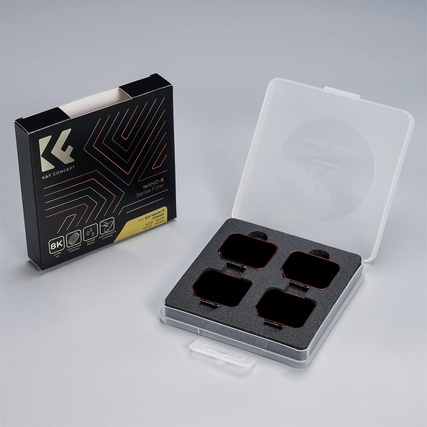 K&F Concept Mavic 3 Classic Drone ND Filters Kit -4 Pack, ND8 ND16 ND32 ND64 Compatible with DJI Mavic 3 Classic Drone Accessories-Aluminum Alloy