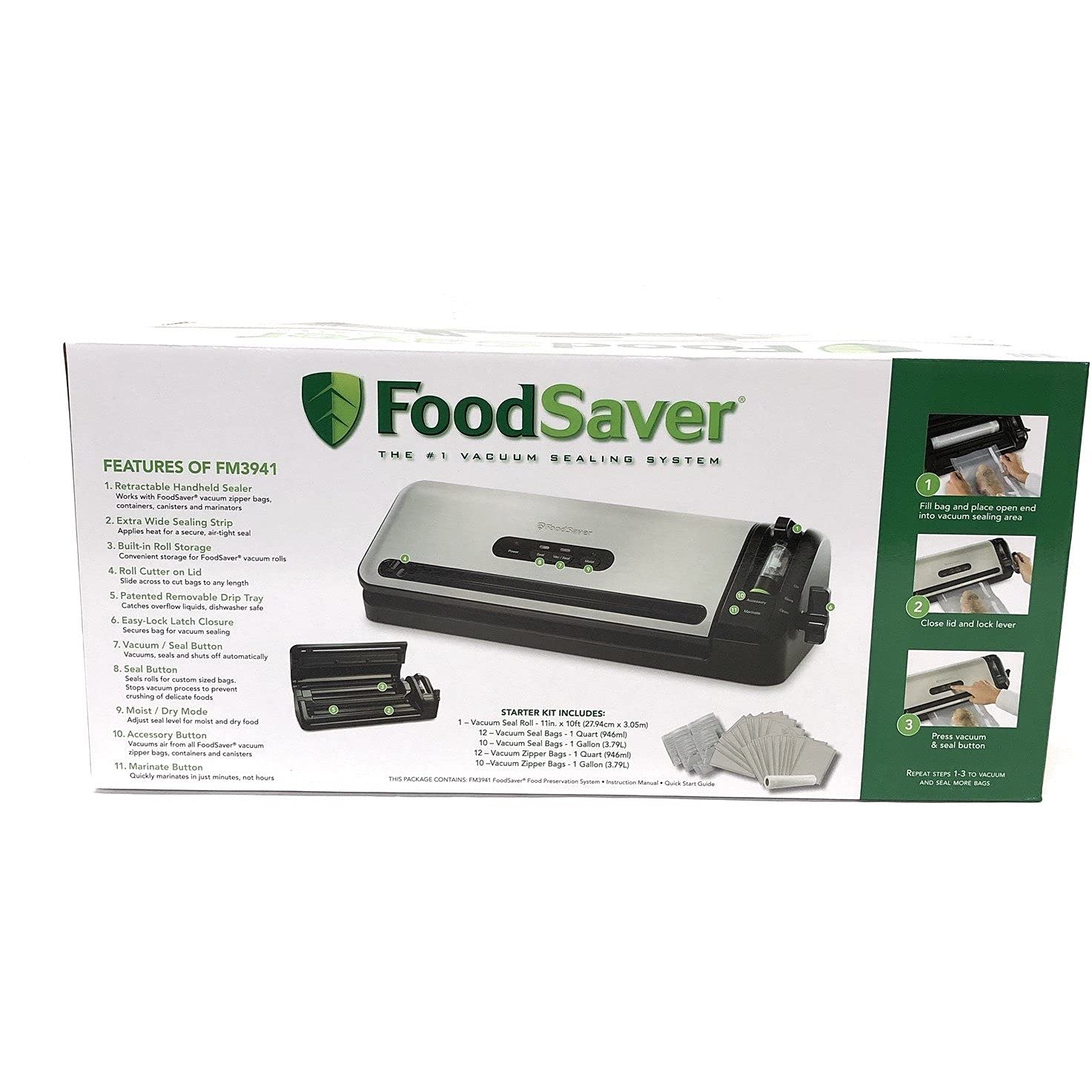 FoodSaver 2-in-1 Vacuum Sealing System With Extra-Wide Sealing Strip, Handheld Sealer & Built-In Roll Storage