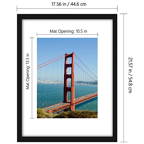 PEALSN 16x20 Picture Frame Set of 2, Poster Frames for Wall Decor, Display Pictures 11 x 14 with Mat or 16 x 20 Without Mat for Wall Mounting Display, Black.