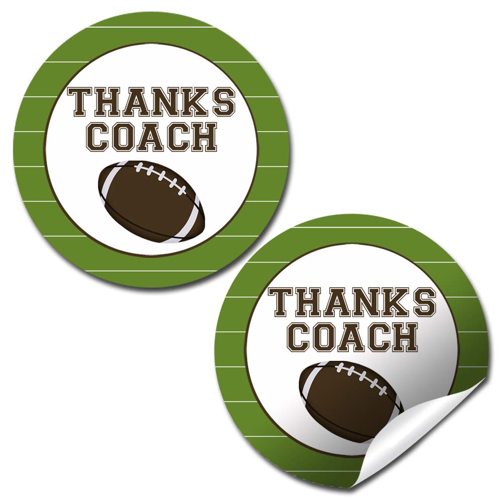 Football Team Coach Appreciation Thank You Sticker Labels, 40 2" Party Circle Stickers by AmandaCreation, Great for Envelope Seals & Gift Bags