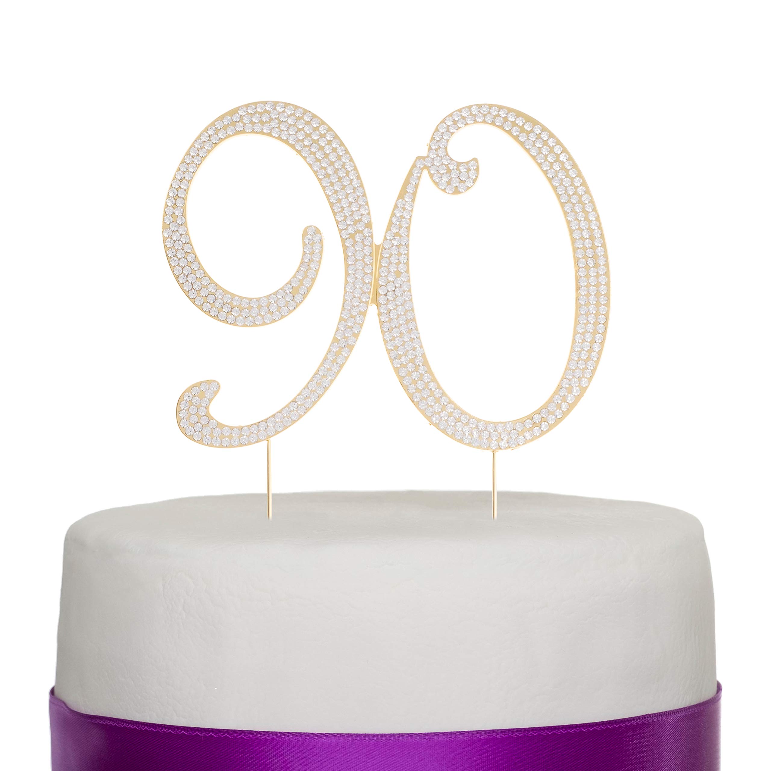 Ella Celebration 90 Cake Topper for 90th Birthday Number Party Supplies & Decoration Ideas (Silver)