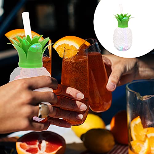 LED Light Up Pineapple Cups:3pcs Pineapple Drink Cups with Straws Luau Party Decorations Hawaiian Luau Tiki and Beach Theme Party Decorations for Kids and Adults
