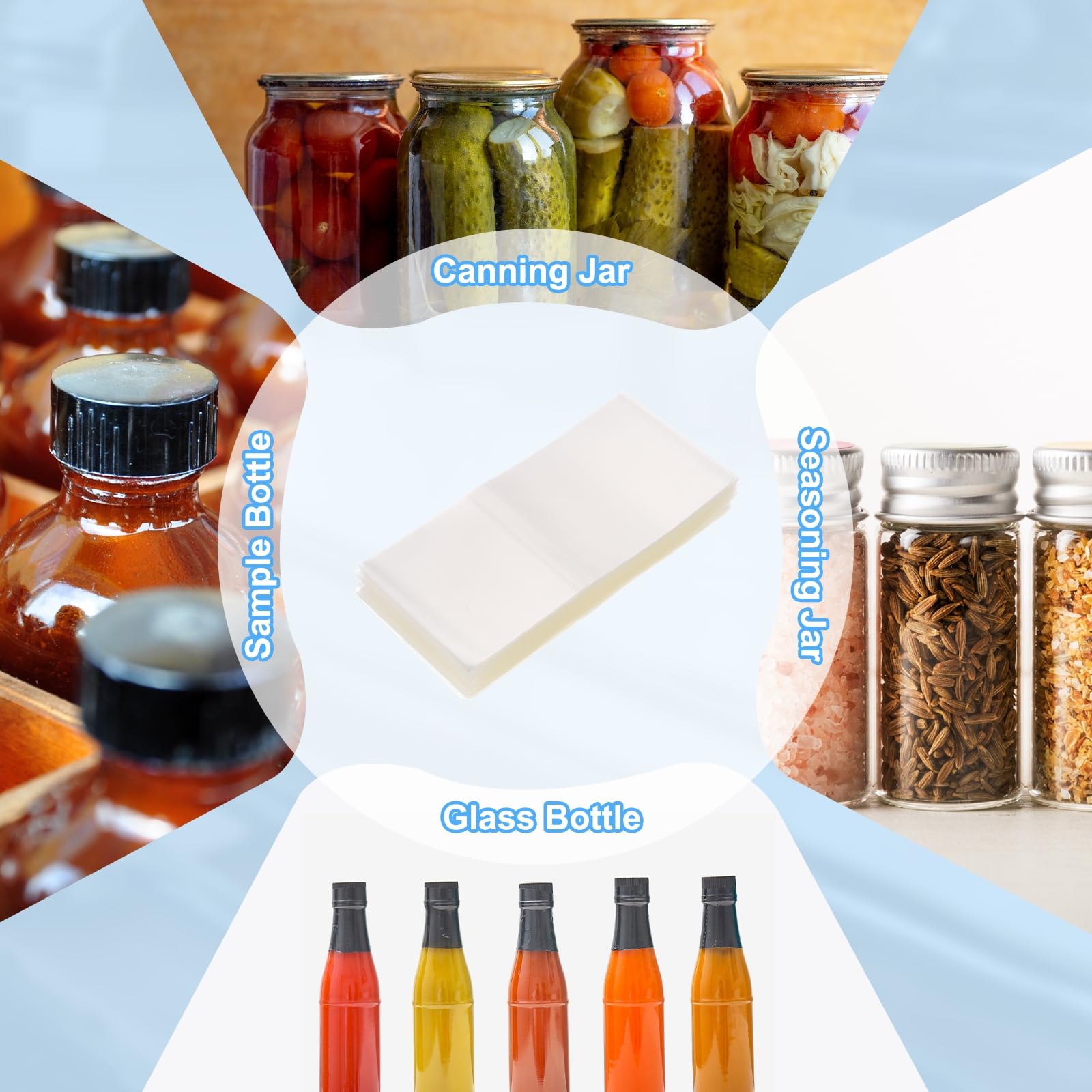 PATIKIL 115x56mm PVC Perforated Shrink Bands, 100Pcs 0.05 mm/2 Mil Thickened Heat Shrink Seal Wrap Fit for 2.5"-2.75" Cap Diameter Essential Oil Bottles Jars Cans Tin, Clear