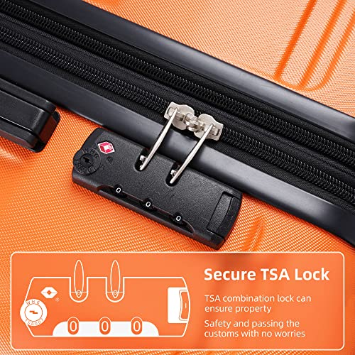 Merax Expandable ABS Hardshell Luggage Sets 3 Piece Suitcase with Spinner Wheels Suit Case Lightweight, Orange, (20/24/28)