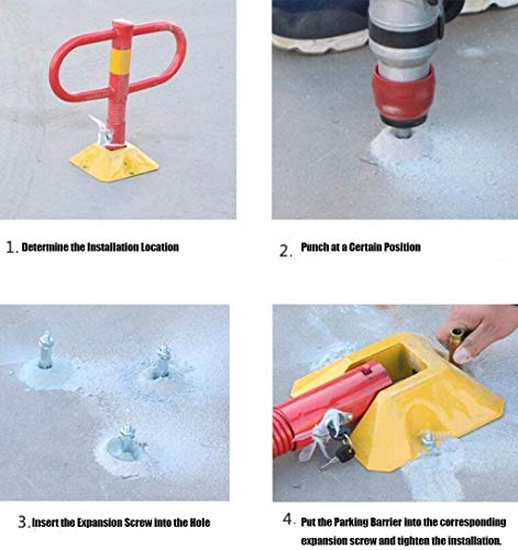 Parking Lock,Parking Barriers Lockable Metal Car Parking Lock Bezel,The Bezel and The Manual Parking Space-Saving,with Two Keys,As with a Reflecting Marker Bollard
