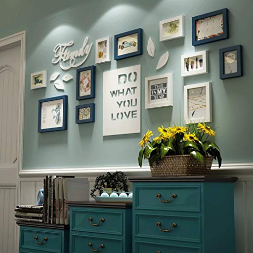 FZZDP Photo Wall Photo Wall Decoration Wall Photo Frame Combination Punch-Free Personality Background Wall Net Red Living Room Wall Clock (Color : D)