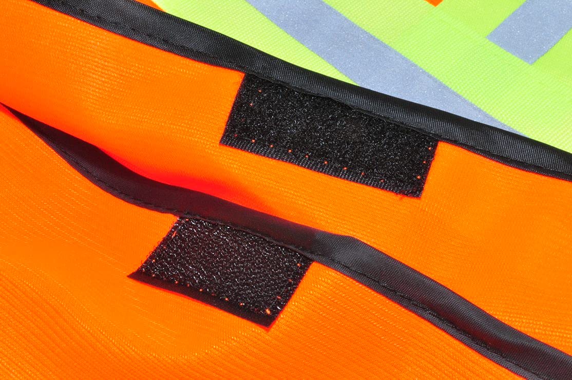 G & F 41113 Industrial Safety Vest with Reflective Stripes, Neon Orange