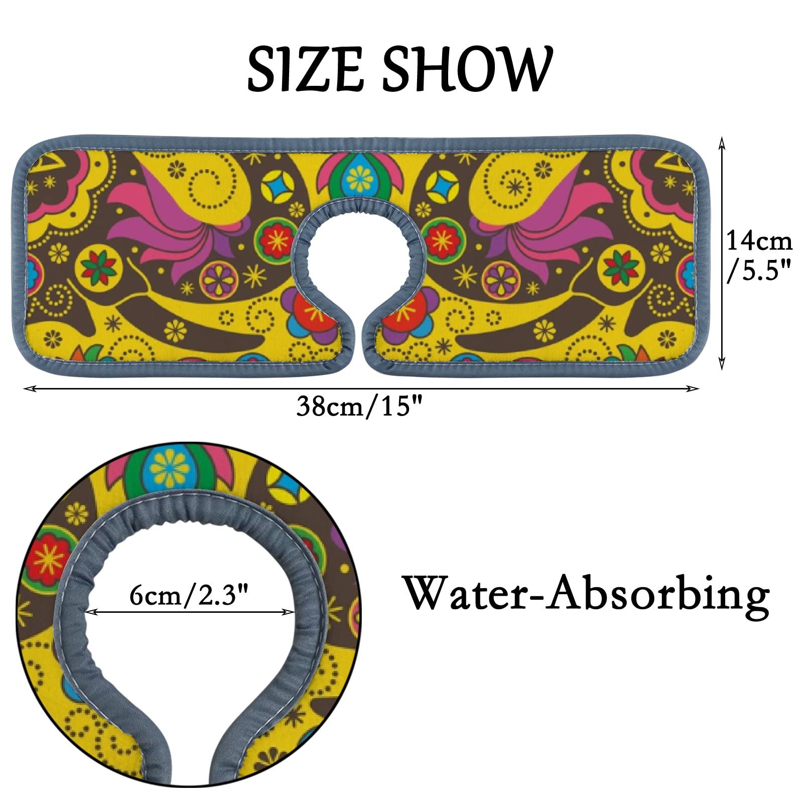 Kitchen Faucet Mats 4 Pieces Colorful Yellow Elephants Absorbent Faucet Sink Splash Guard Bathroom Counter and RV,Faucet Counter Sink Water Stains Preventer