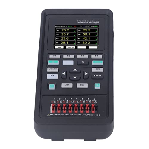 Multi Channel Temperature Detector, Temperature Data Recorder 100-240VAC Plug Type C Communication Over Temp Alarm High Accuracy for Electronics Testing(US Plug)