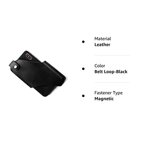 Gentlestache Leather Phone Holster, Phone Holder for Belt Loop, Cell Phone Cases, Leather Belt Pouch with Magnetic Button Black