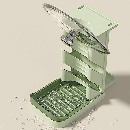 EXECAB Spoon Holder Chopping Board Organizer Stand Pan Lids Organizer Space Saving Bakeware Holder With Drip Tray Dish Plate Storage Organizer For