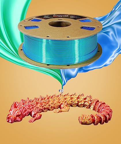 OVERTURE Silk PLA 1.75mm Dual Color Filament, Clog-Free Shiny 3D Printer Filament, 1kg Spool(2.2lbs), Dimensional Accuracy +/- 0.03 mm, Fit Most FDM Printer(Silk Green-Blue)