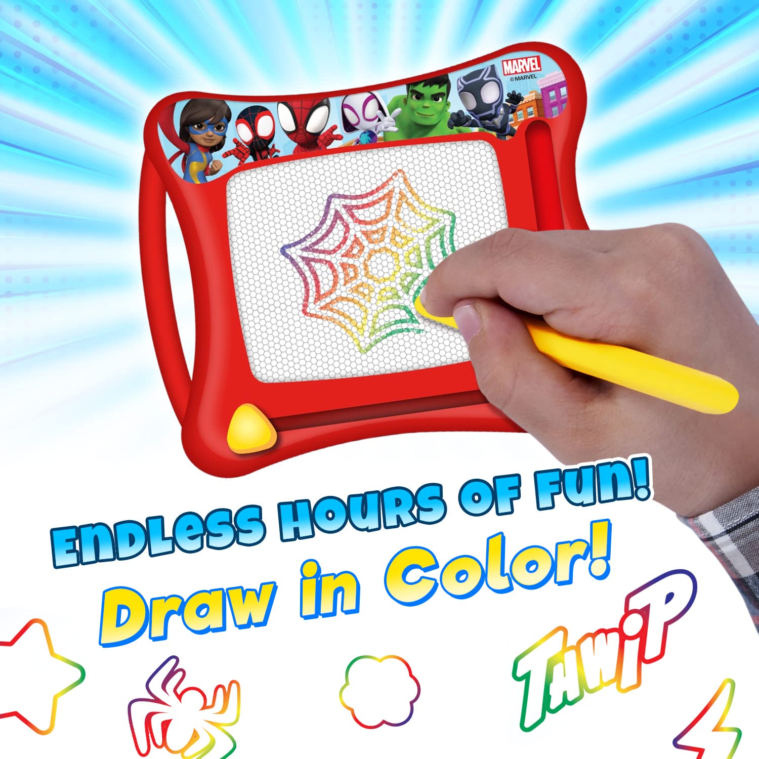 JA-RU Marvel Spiderman Magic Magnetic Drawing Board (1 Toy) Draw, Sketch & Doodle Tablet for Kids, Boys & Girls. Car Trip Game & Activity Travel Toys. Mess-Free Educational Learning Pad. C-6906-1s