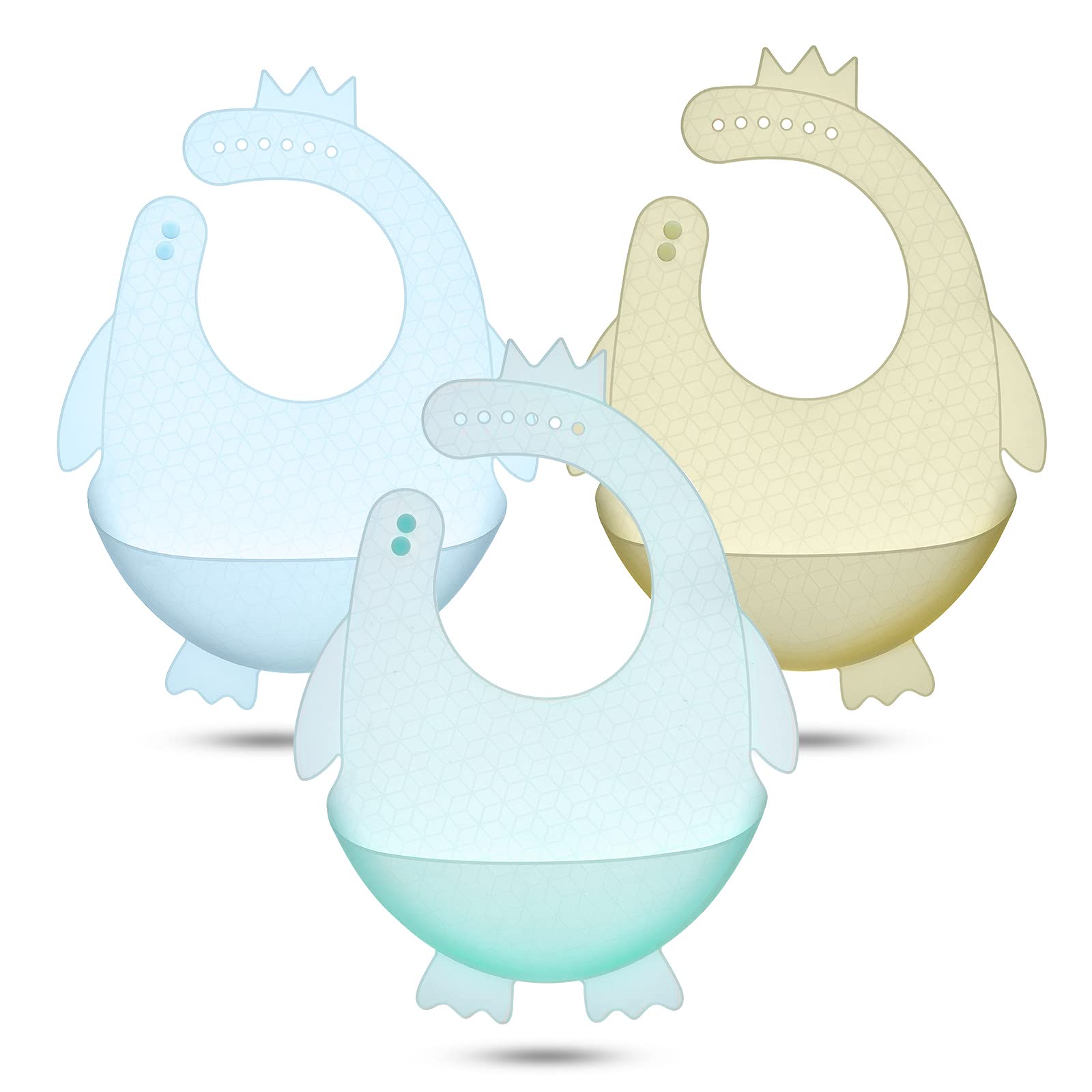Lictin Silicone Bibs for Babies and Toddlers - 3 Pack Ultra-Thin Lightweight Silicone Baby Bibs for Boy and Girl, Unisex, Waterproof Feeding Bibs Adjustable Soft (6-36 Months)