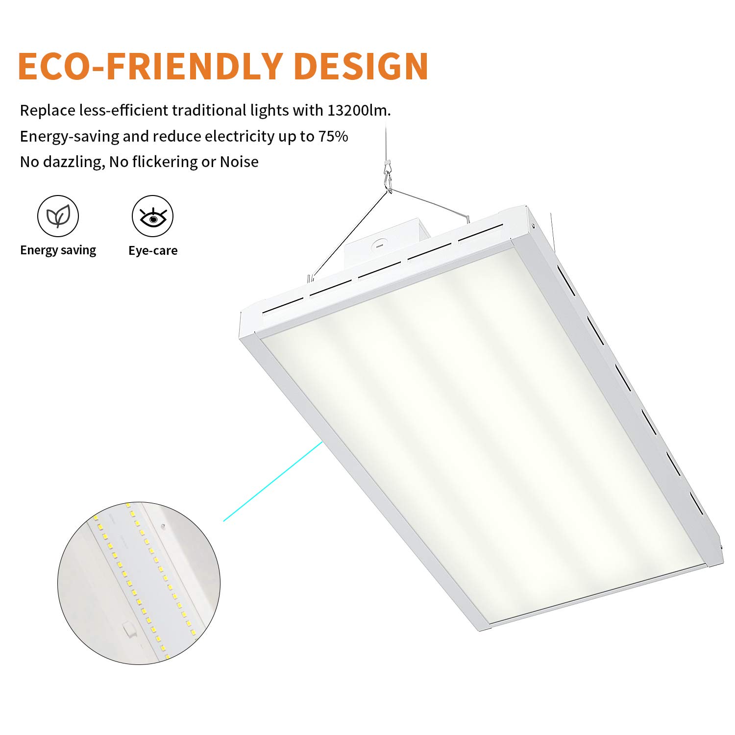 FAITHSAIL 165W Linear LED High Bay Shop Light 2FT, 22000LM, 5000K, Industrial LED Warehouse Lighting, 2 Foot Indoor Aisle Area Workshop Garage Highbay LED Lights, 4 Lamp Fluorescent Equivalent