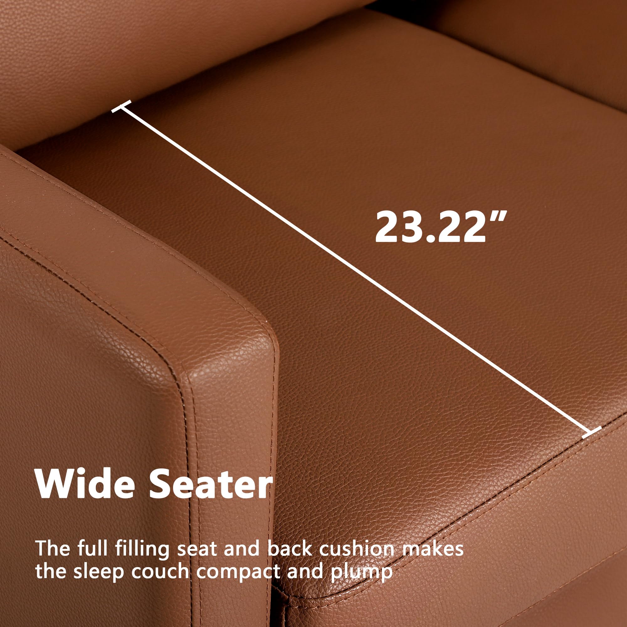 LETATA Sectional Sofa, Faux Leather Mid-Century Modern Reversible Couch, 3-Seat L Shaped Sofa Couch with Chaise for Living Room, Apartment and Small Space (Orange Brown)