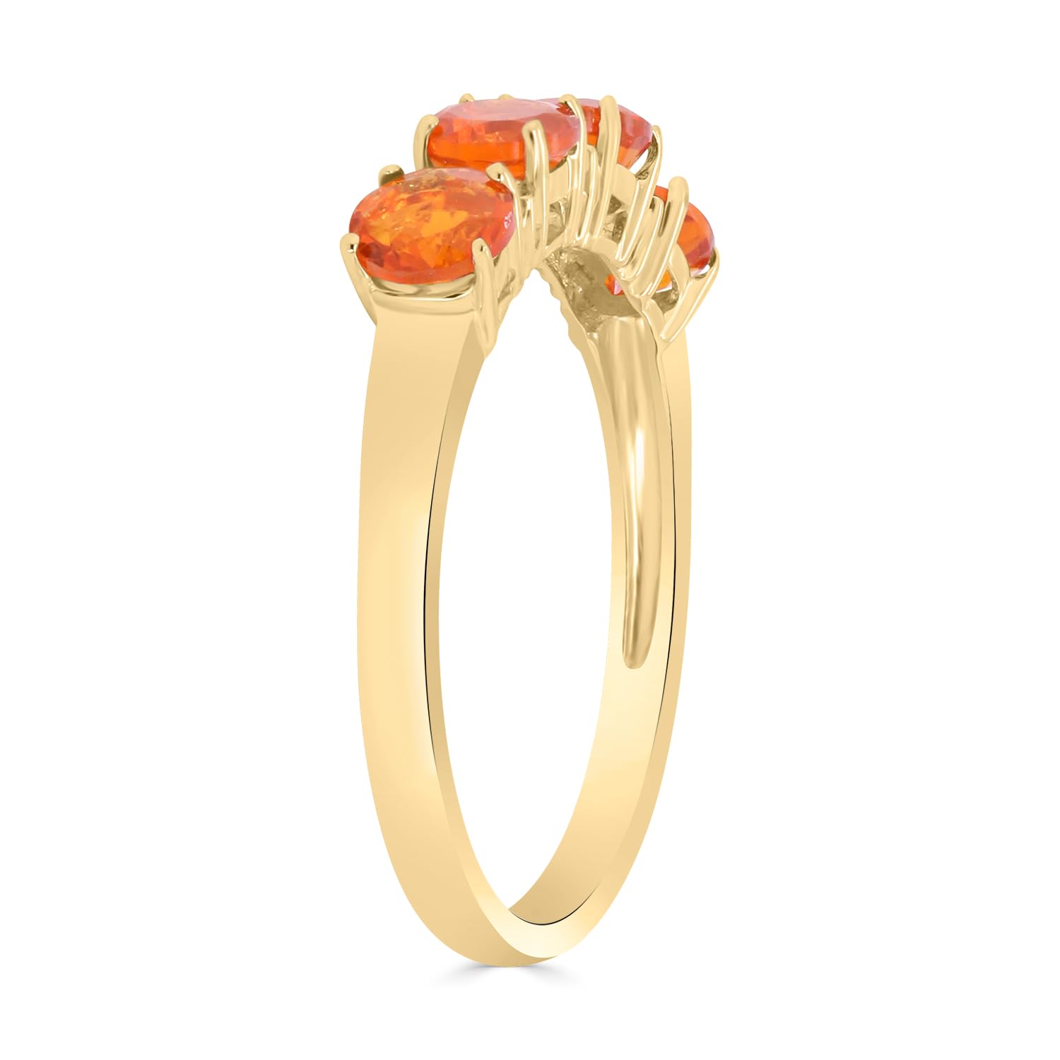 Gin & Grace 14K Yellow Gold Natural Mexican Fire Opal Ring with Diamonds for Women | Ethically, authentically & organically sourced (Round-Cut) Shaped Opal Hand-Crafted Jewelry for her
