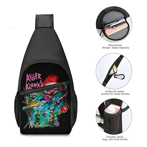 ggtg Killer Klowns from Outer Space Unisex Sling Backpack Crossbody Shoulder Chest Bag Personalized Fold Chest Bag Shoulder Bag Travel Daypack