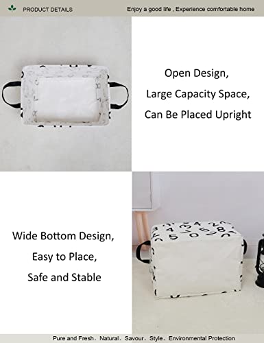 ONOEV 2 Pack Rectangular Fabric storage box,decorative basket and finishing basket with handle are used for the storage of clothes,books and sundries(2 Pack Black number)
