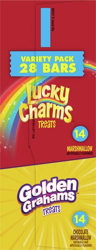 Golden Grahams Lucky Charms Breakfast Cereal Treat Bars Variety Pack, 28 ct