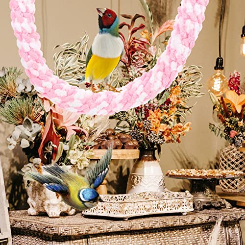 PATKAW Hamster Hanging Toy Rat Toys Bird Rope Perch Swing Toy for Cage Accessories Climbing Exercising Pink White