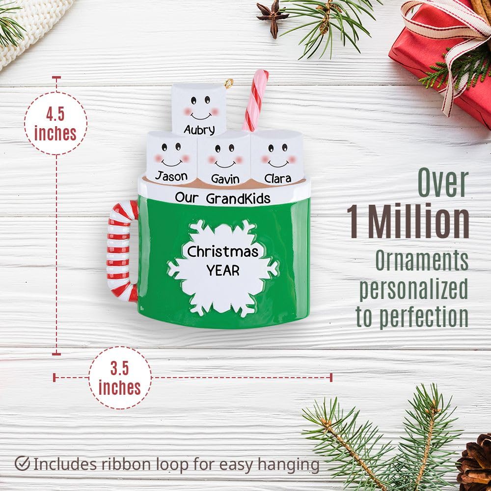 Family Personalized Christmas Ornaments 2023 - Fast & Free 24h Customization – Hot Cocoa Mug Family of 4 Christmas Decorations with Name - Comes Gift-Wrapped
