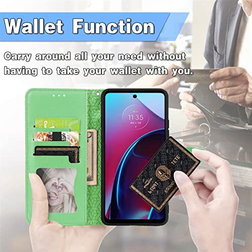 ONV Wallet Case for Oppo Reno 7 SE -1.5M Adjustable Strap Emboss Feather Flip Phone Case Card Slot Magnet Leather Shell Flip Stand Cover for Oppo Reno 7 SE [MZY] -Green